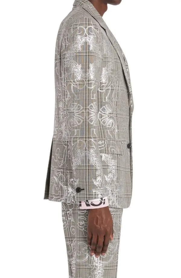 Versace Baroque Overlay Glen Plaid Wool Jacket