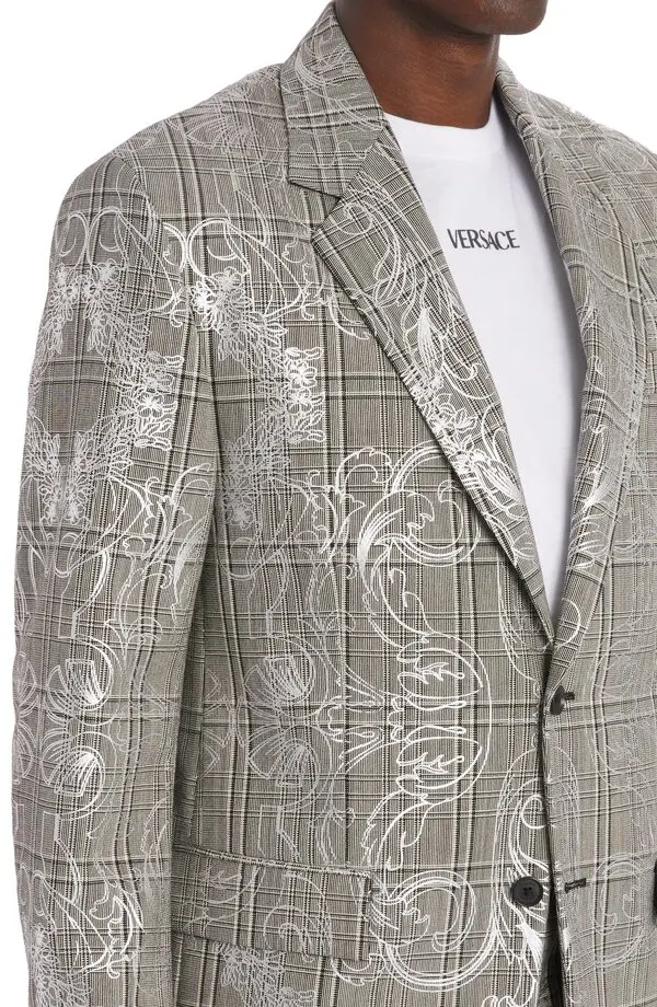 Versace Baroque Overlay Glen Plaid Wool Jacket