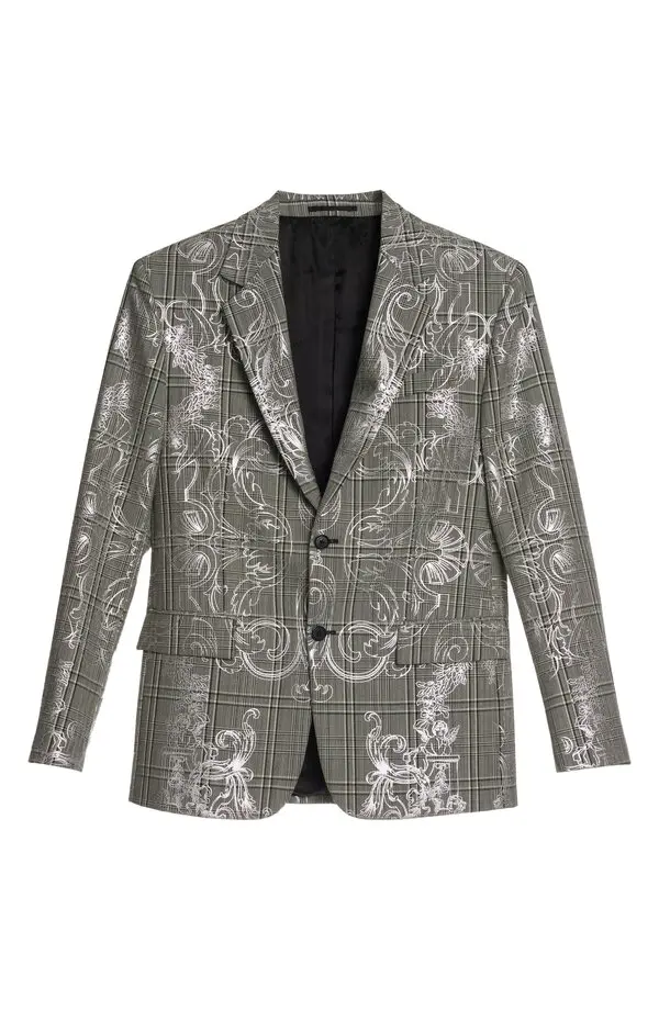 Versace Baroque Overlay Glen Plaid Wool Jacket