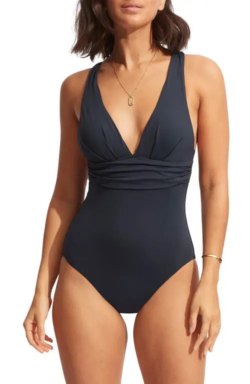 Seafolly Collective Crisscross One-piece Swimsuit - True Navy