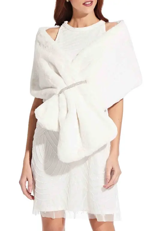 Adrianna Papell Faux Fur Wrap - Ivory