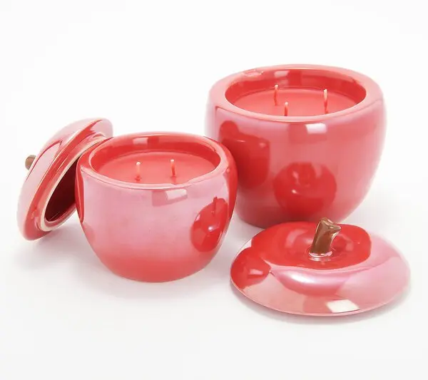 HOMEWORX BY SLATKIN + CO. Homeworx Slatkin & Co. S/2 Ceramic Apple Candles - One-color