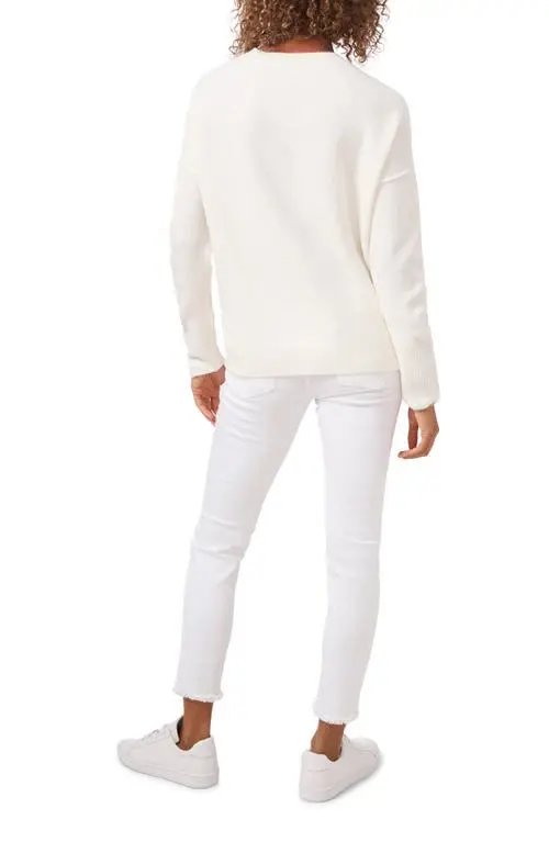 Vince Camuto Exposed Seam Crewneck Sweater - Antique White