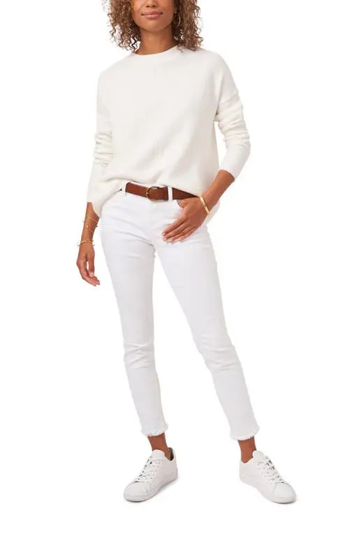 Vince Camuto Exposed Seam Crewneck Sweater - Antique White