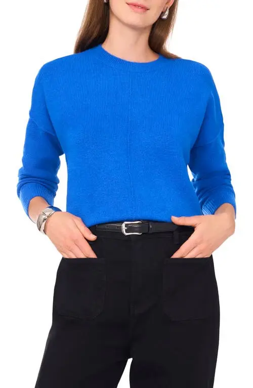Vince Camuto Exposed Seam Crewneck Sweater - Bright Blue