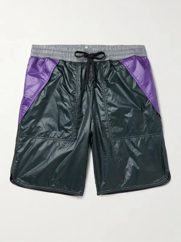 Moncler Straight-leg Colour-block Ripstop Drawstring Shorts - Blue