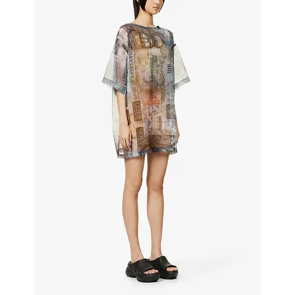 Abigail Ajobi Money Graphic-Print Mesh Mini Dress - Multi Money |  Editorialist