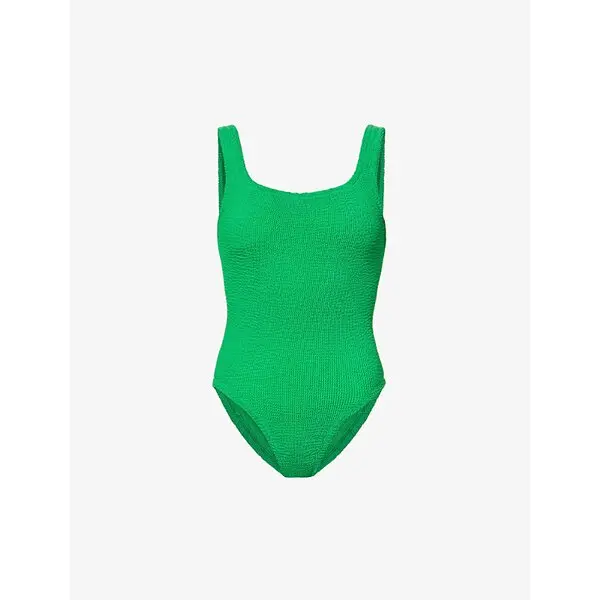 Hunza G Square-neck Seersucker Swimsuit - Emerald