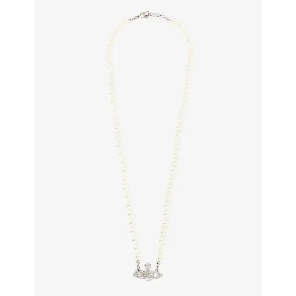 VIVIENNE WESTWOOD Bas Relief Orb Mini Necklace - Platinum/cream/crystal