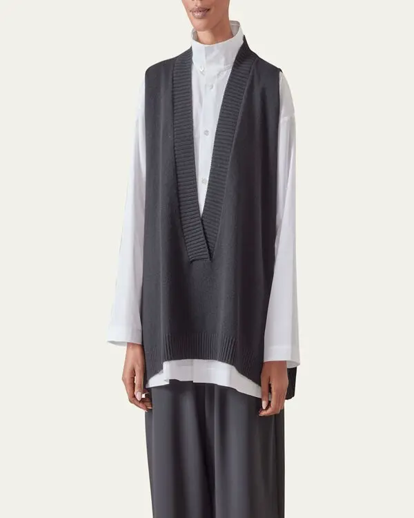 Eskandar Deep V-neck Cashmere Vest