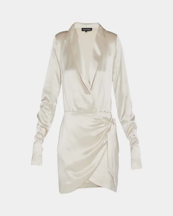 Retrofete Hailey Satin Wrap Mini Dress