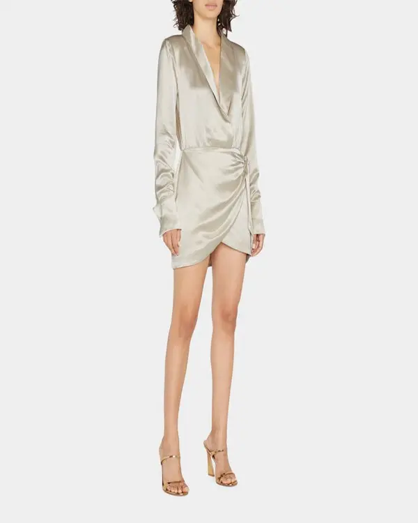 Retrofete Hailey Satin Wrap Mini Dress