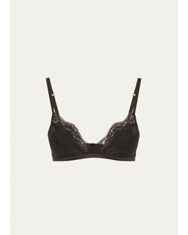 Dolce & Gabbana Satin Lace-trim Soft Triangle Bra - Nero
