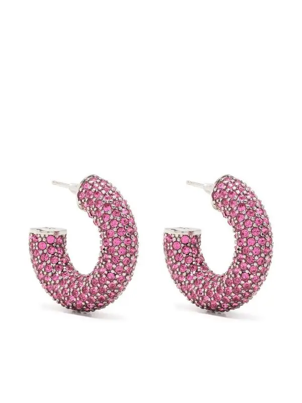 Amina Muaddi Cameron Crystal Hoop Earrings - Silver