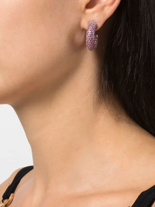 Amina Muaddi Cameron Crystal Hoop Earrings - Silver