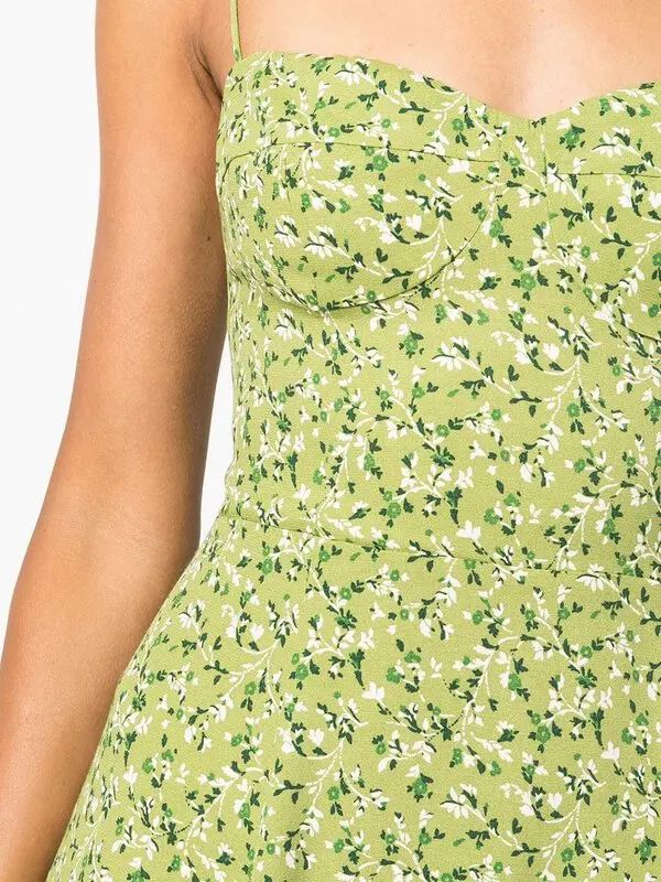 Reformation Saskia Floral-Print Mini Dress - Green | Editorialist