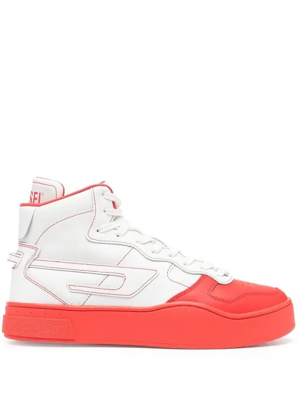 DIESEL® Two-tone Logo-patch Sneakers - Red