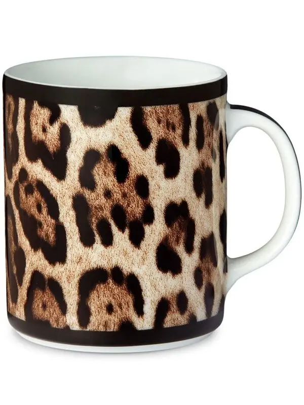 Dolce & Gabbana Leopard-print Porcelain Mug - Brown
