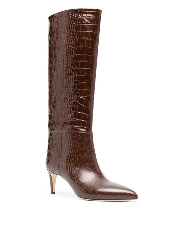 Paris Texas 65mm Crocodile-effect Leather Knee-high Boots - Brown