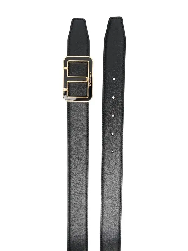 TOM FORD Logo Buckle Leather Belt