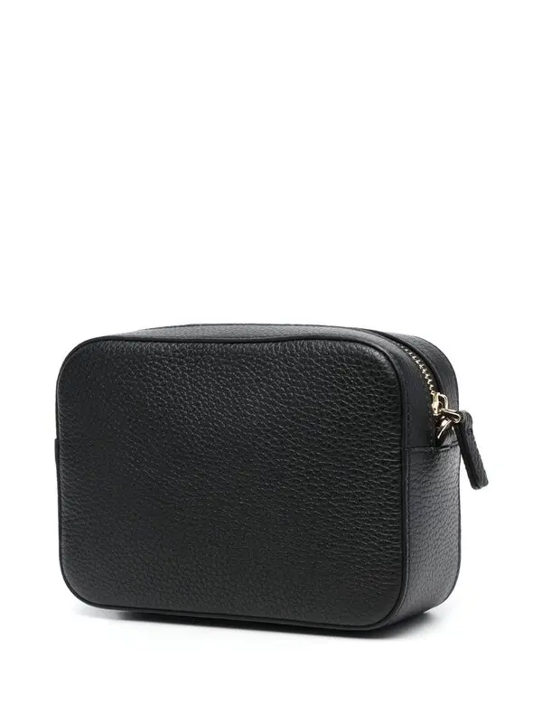 COCCINELLE Tebe Logo-strap Pebbled Shoulder Bag - Black