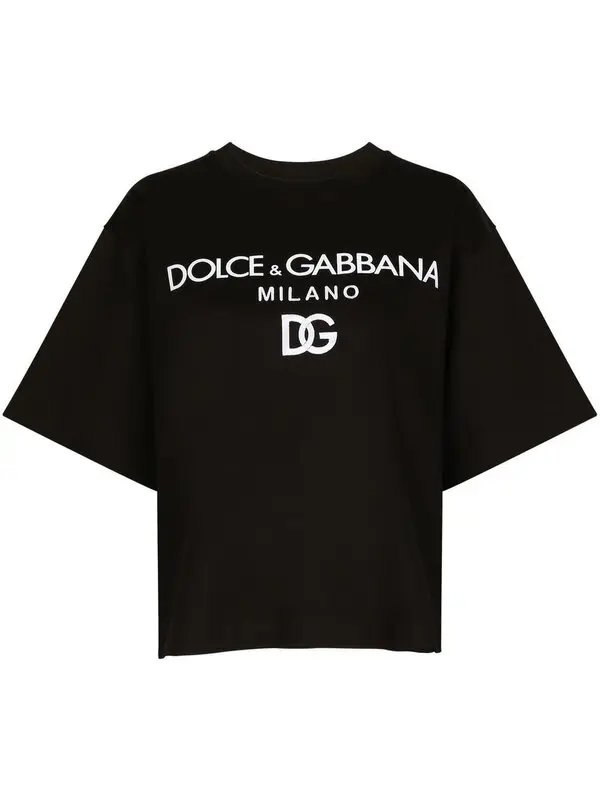 Dolce & Gabbana Flocked-logo Cotton T-shirt - Black