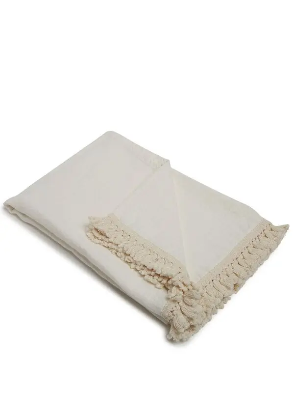 ONCE MILANO Fringed Beach Towel - White