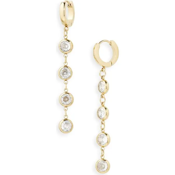 PETIT MOMENTS Linear Drop Huggie Hoop Earrings - Gold