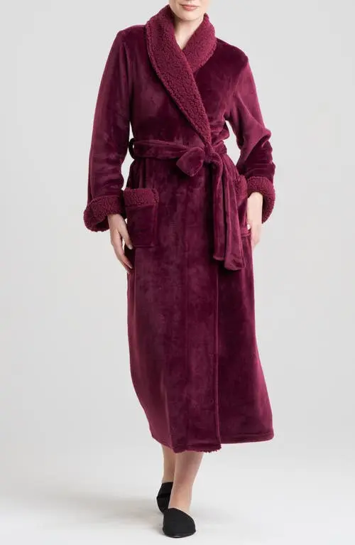 Natori Plush Robe - Burgundy