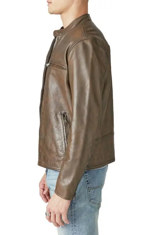 Lucky Brand Bonneville Washed Leather Jacket - Dark Brown
