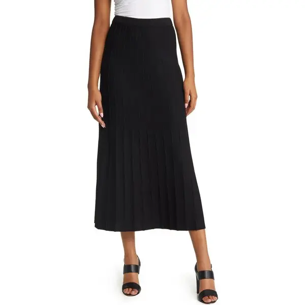 Ming Wang Pleated Pull-on Skirt