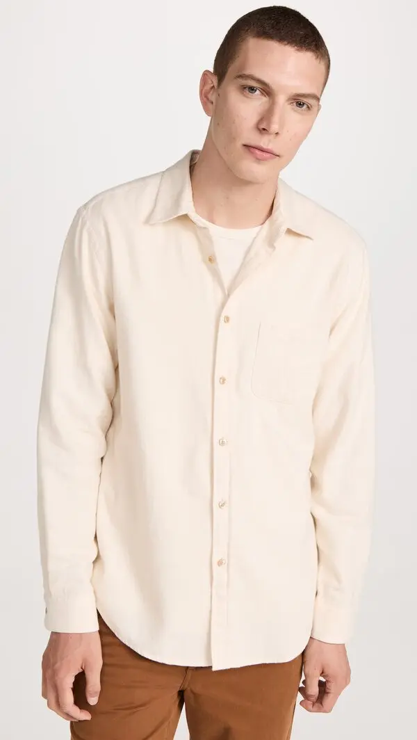 Portuguese Flannel Teca Button Down Shirt - Ecru