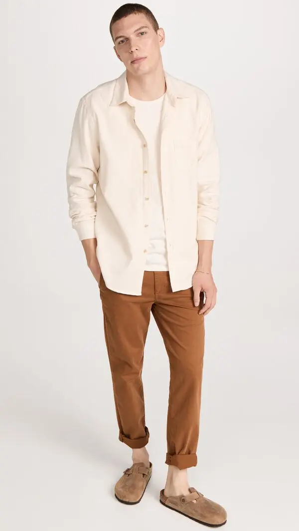 Portuguese Flannel Teca Button Down Shirt - Ecru