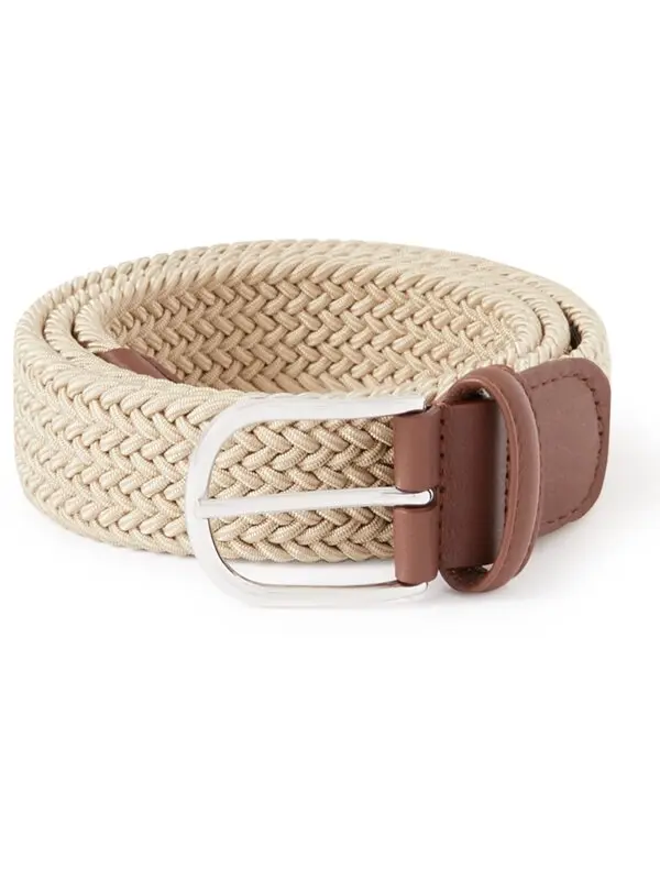 Anderson's Leather-trimmed Woven Elastic Belt