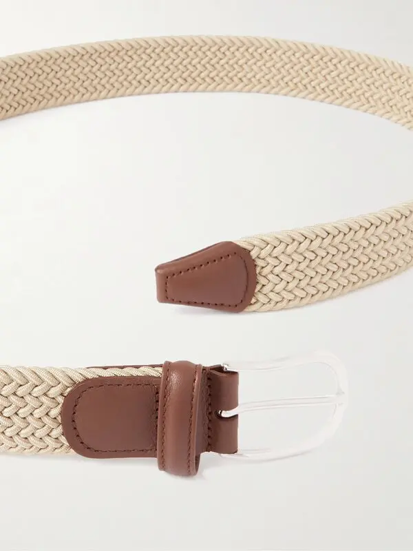 Anderson's Leather-trimmed Woven Elastic Belt