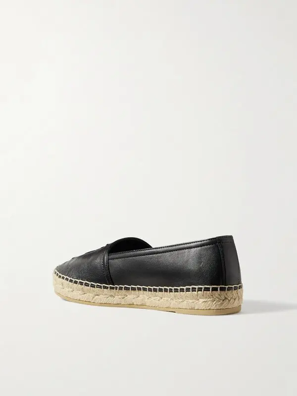 Saint Laurent Cassandre Logo-embossed Leather Espadrilles - Black