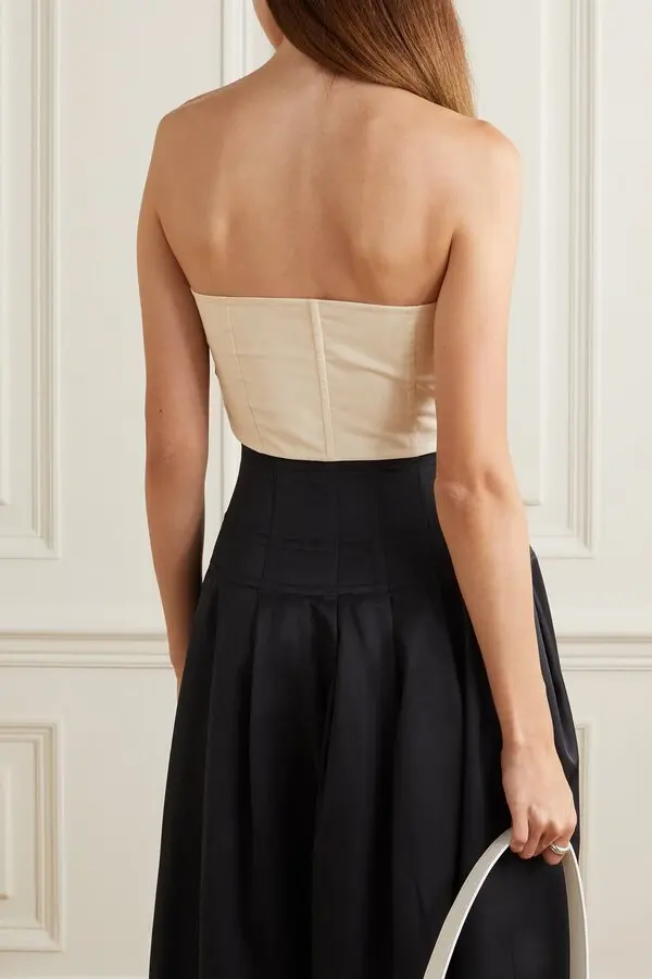 THE ROW Hilde Cropped Cotton-poplin Bustier Top