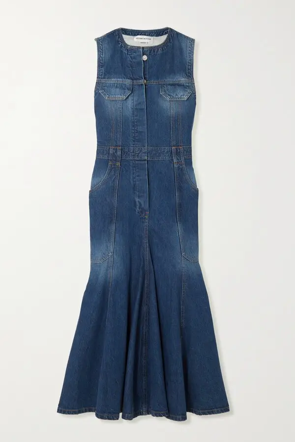 Victoria Beckham Denim Midi Dress In Blue - 50% Off | Editorialist