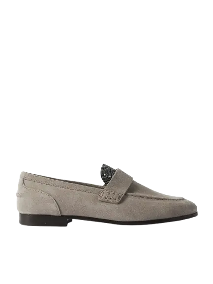 Brunello Cucinelli Embellished Loafers - Gray