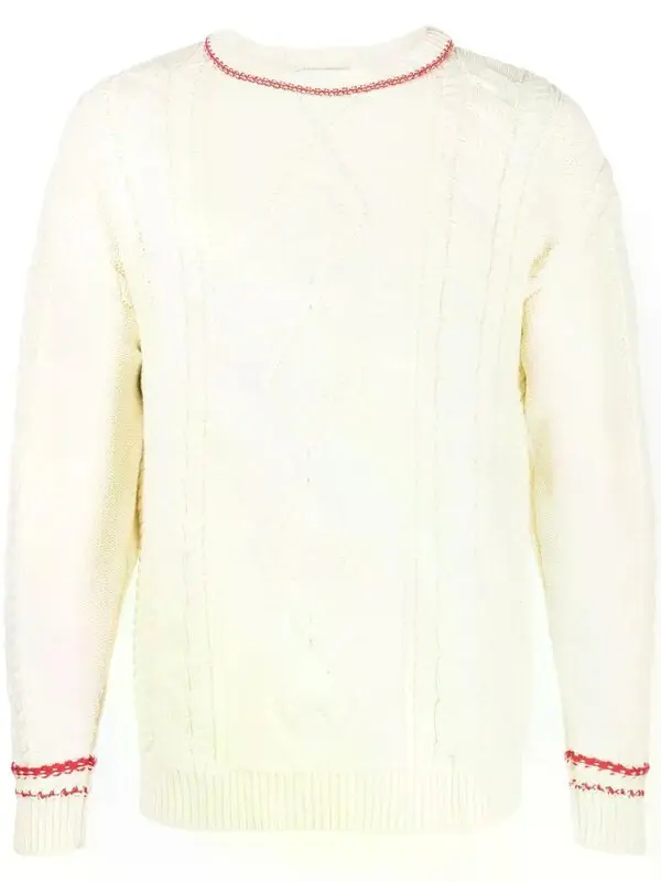 MARINE SERRE Cable-knit Wool Jumper - Neutrals
