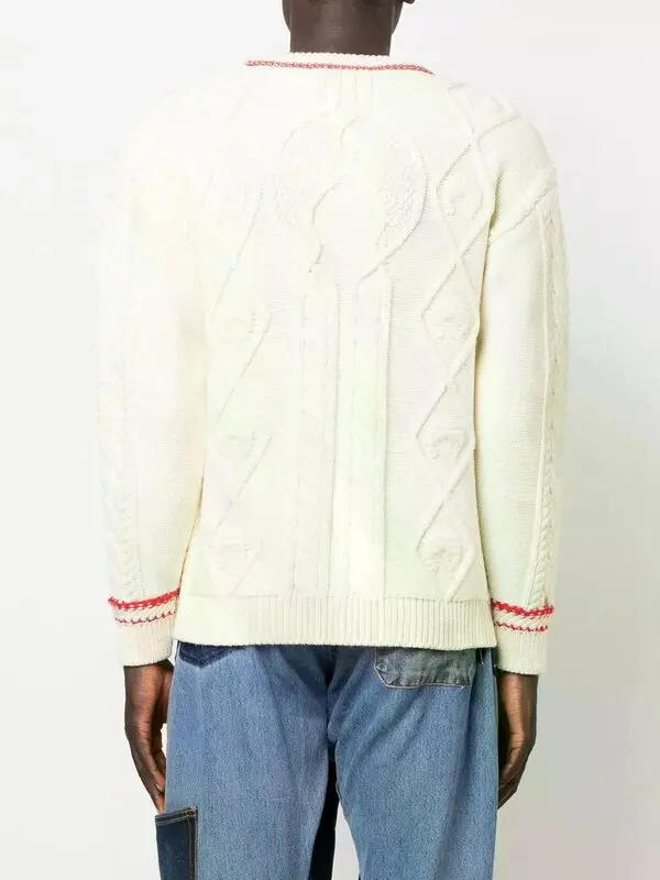 MARINE SERRE Cable-knit Wool Jumper - Neutrals