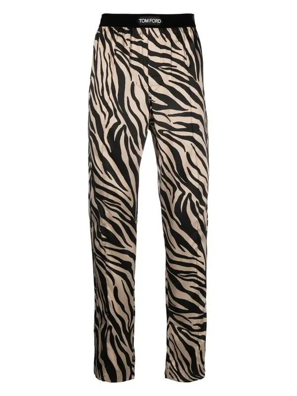 TOM FORD Zebra-print Silk Pyjama Bottoms - Black