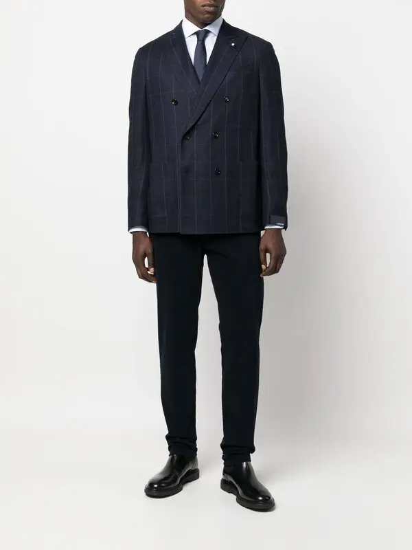 LARDINI Double-breasted Checked Blazer