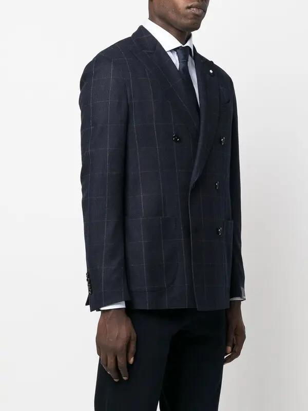 LARDINI Double-breasted Checked Blazer