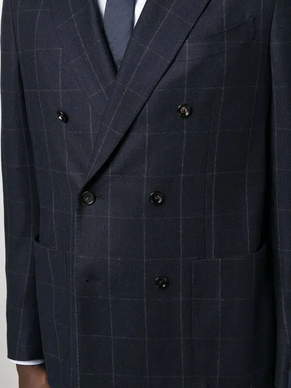 LARDINI Double-breasted Checked Blazer