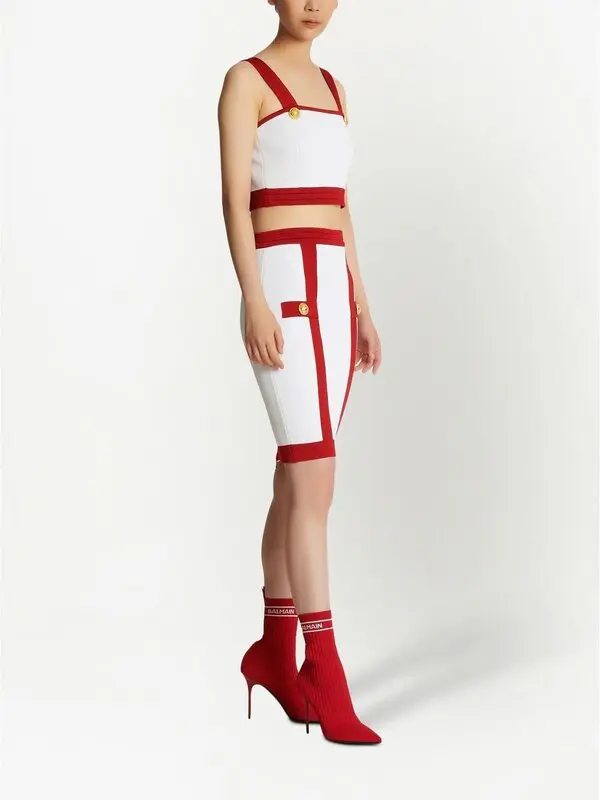 Balmain Cropped Contrasting-trim Detail Top