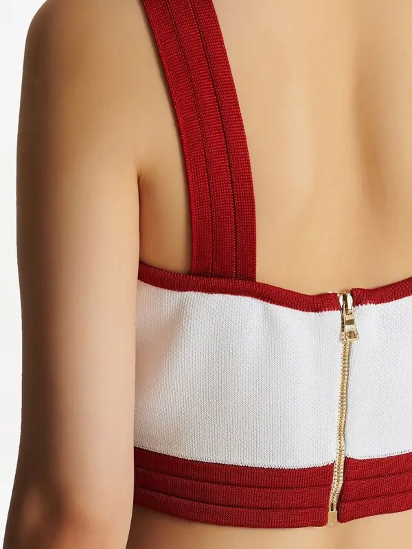 Balmain Cropped Contrasting-trim Detail Top