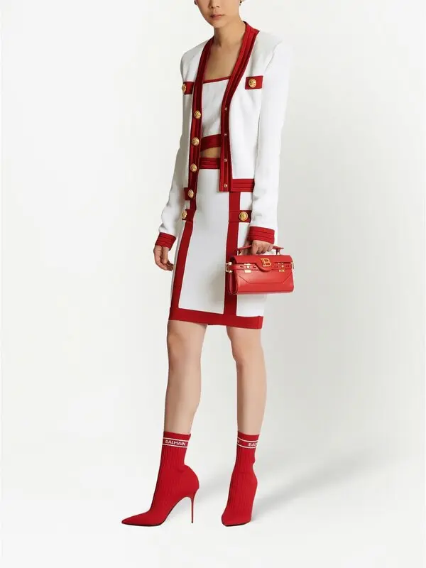 Balmain Button-embellished Bodycon Knee-length Skirt