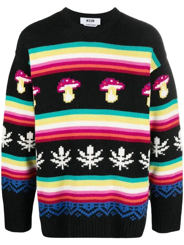 MSGM Jacquard Knit Jumper - Black