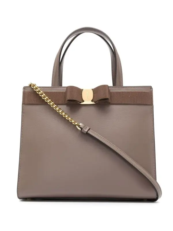FERRAGAMO Vara Bow Detail Leather Tote Bag